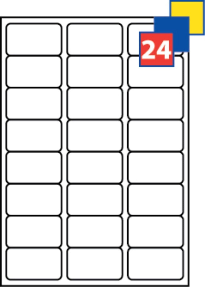 24 Label Per A4 Page Sticky Laser Address Labels - (63.5 x 33.9mm ...